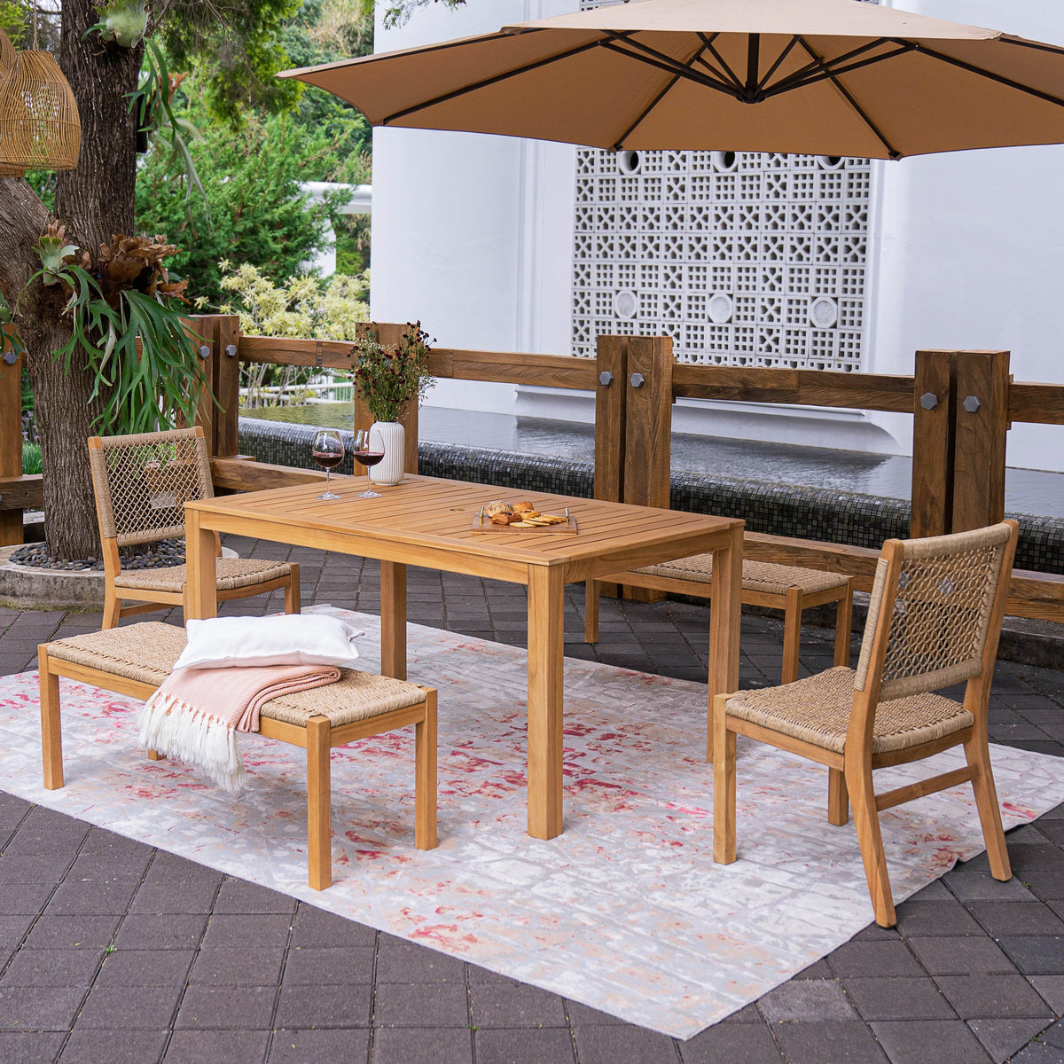 Carmel Teak Wood Outdoor Backless Bench | Teak Wood Patio Backless ...