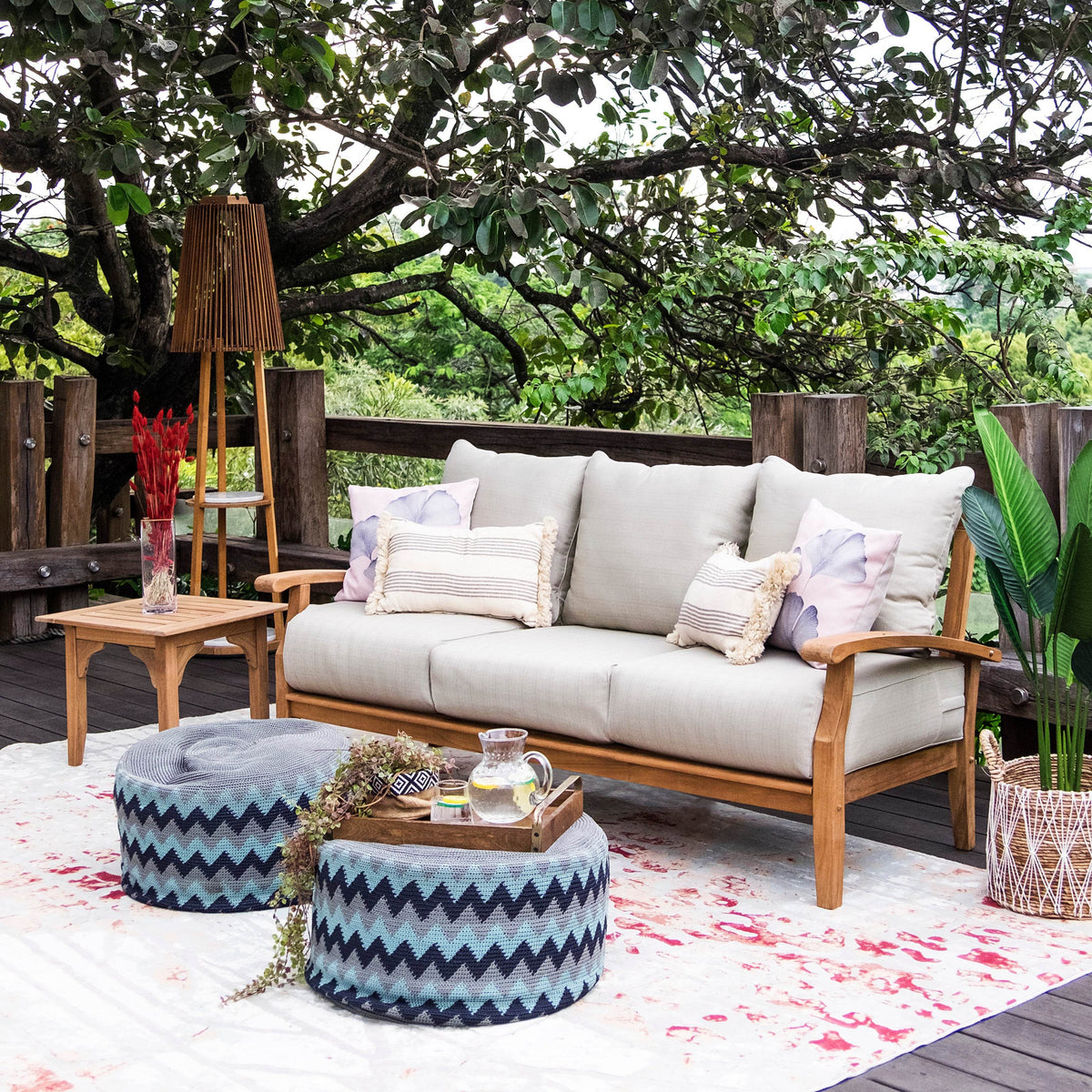 Caterina Teak Wood Patio Sofa | Teak Wood Outdoor Sofa – Cambridge Casual