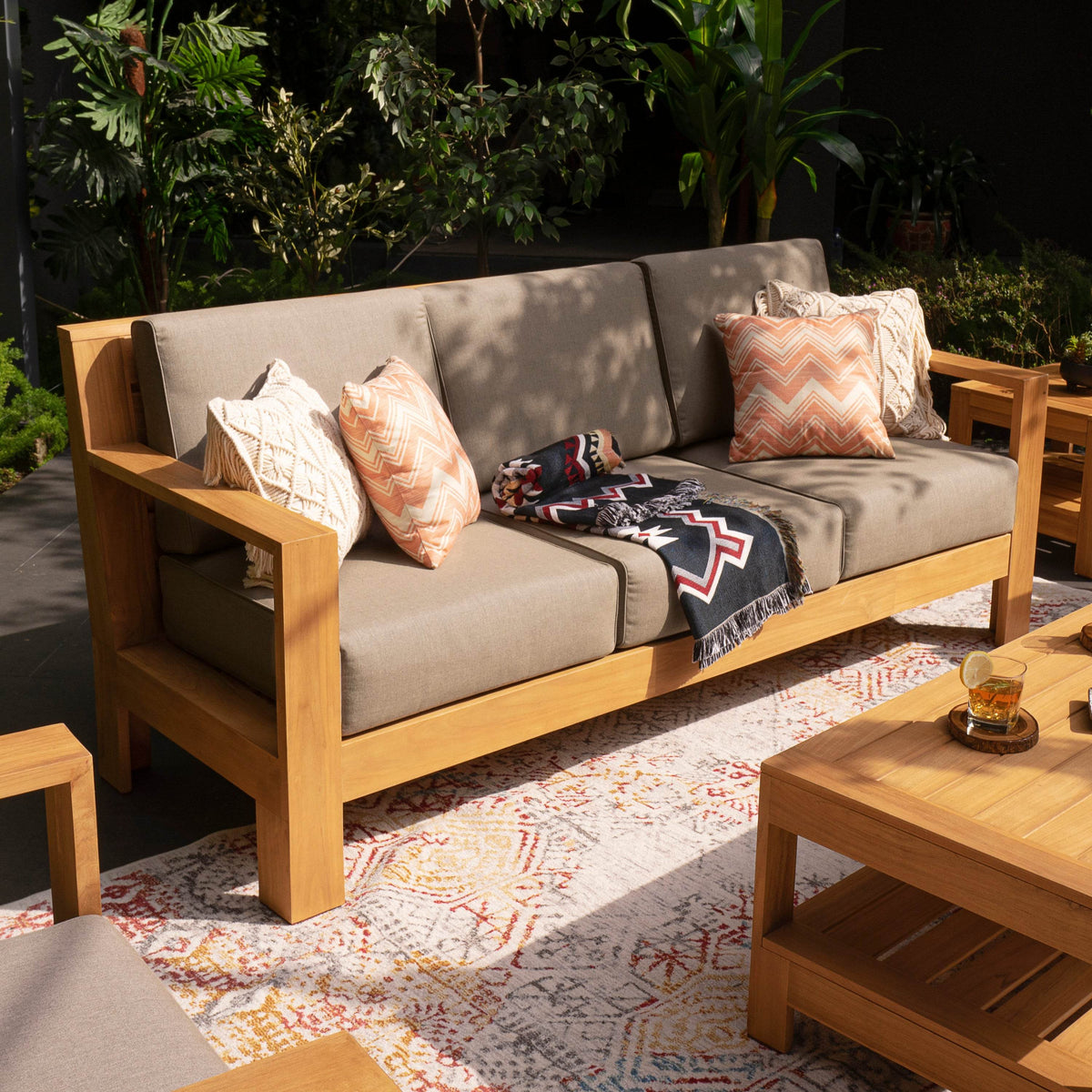 Logan Teak Wood Patio Sofa | Cambridge Casual