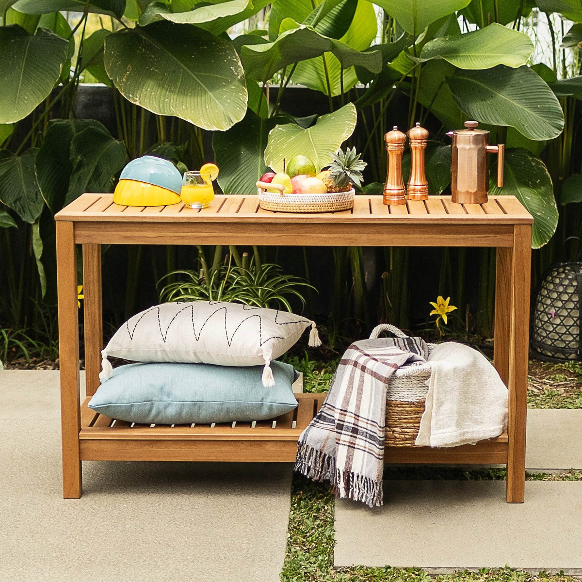 Logan Teak Wood Outdoor Console Table | Cambridge Casual
