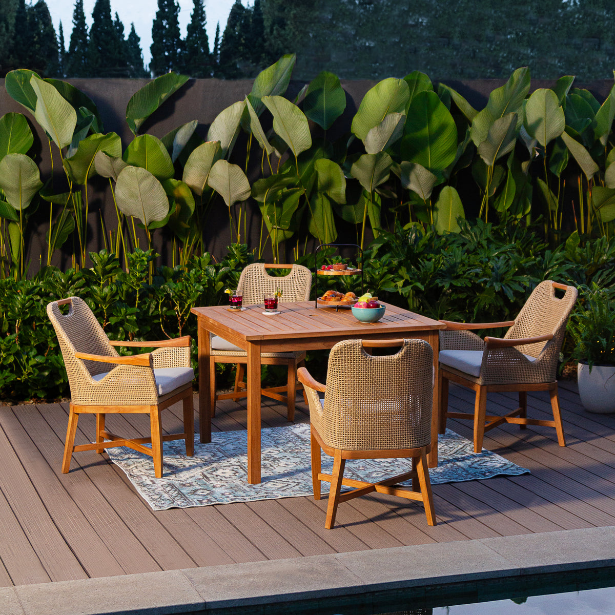 Sydney Teak Wood 5-piece Outdoor Dining Set – Cambridge Casual
